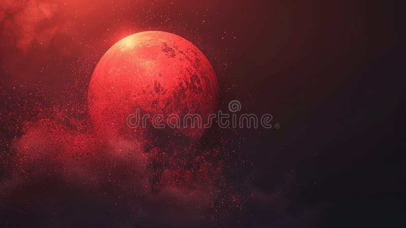 Abstract Minimalist Visual: Red Circle (coin) Dissolving into Particles ...