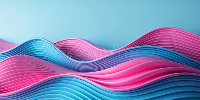 Abstract Minimalist Wave Patterns in Pink and Blue AI-Created Content ...