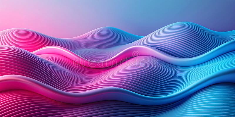 Abstract Minimalist Wave Patterns in Pink and Blue Creative AI Stock ...