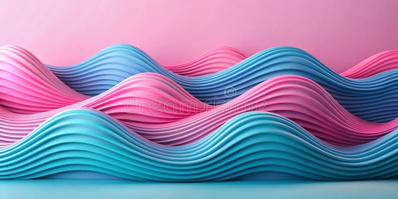 Abstract Minimalist Wave Patterns in Pink and Blue Creative AI Stock ...