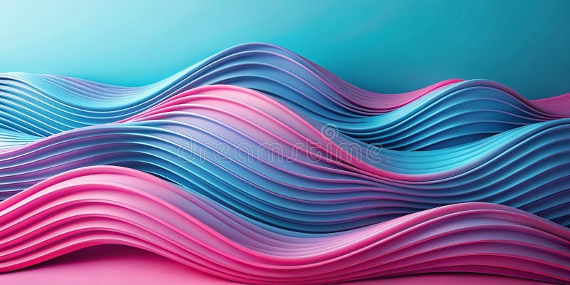 Abstract Minimalist Wave Patterns in Pink and Blue Generative by AI ...
