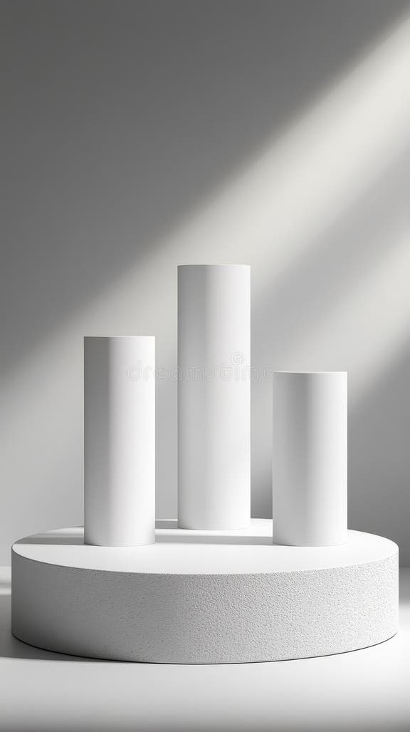 Abstract Minimalist White Cylindrical Display Platform Generated Using ...