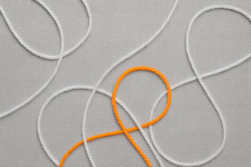 Abstract Minimalist White and Orange Line Rope Coiling Pattern Stock ...
