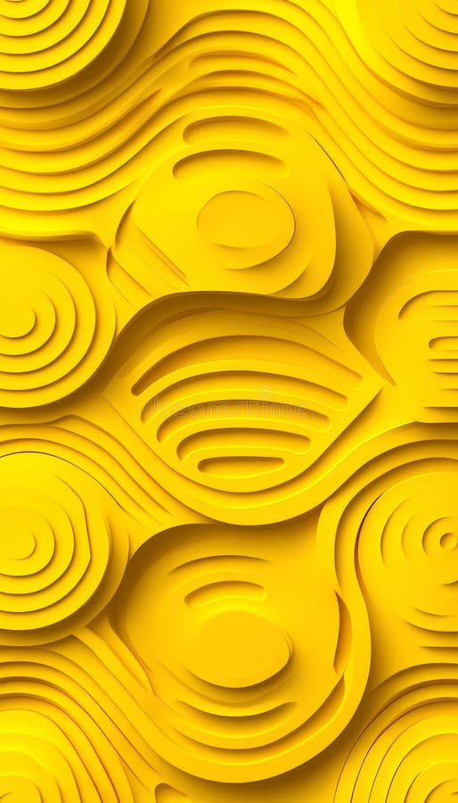 Abstract Minimalist Yellow Wavy Texture, Modern 3D Geometric Pattern ...