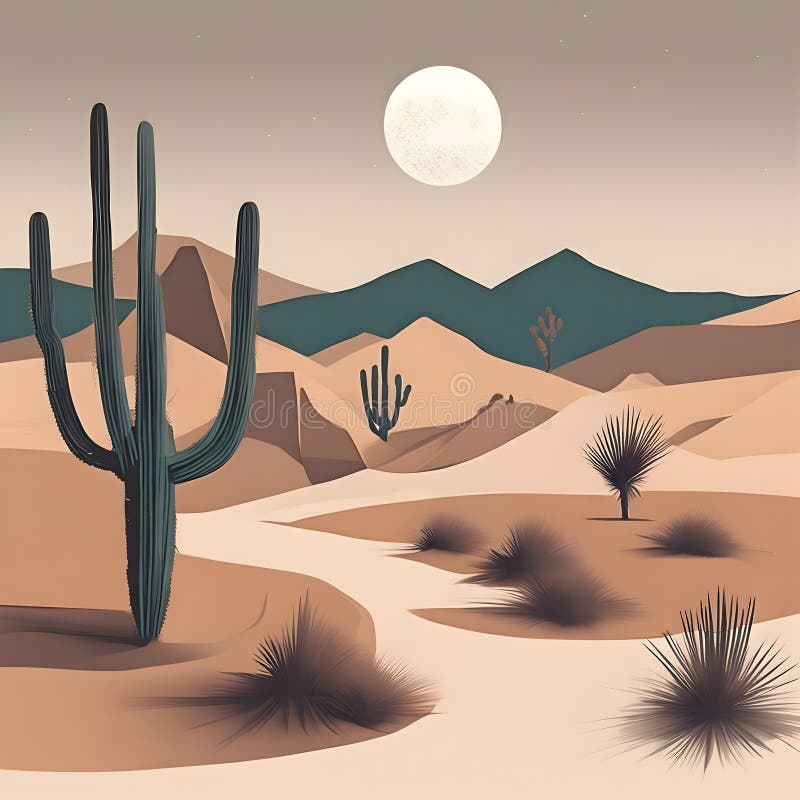 Abstract Minimalistic Art of Desert Stock Illustration - Illustration ...