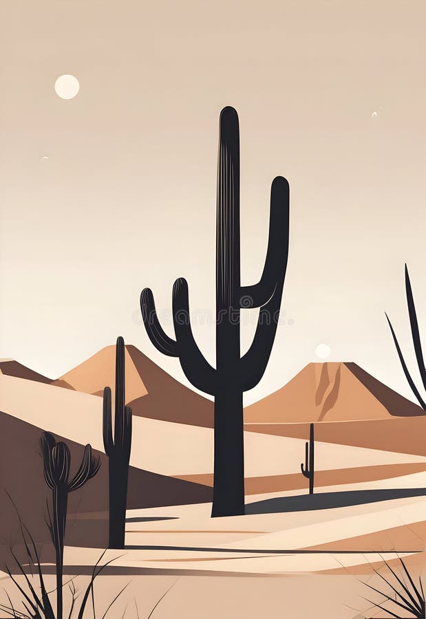 Abstract Minimalistic Art of Desert Stock Illustration - Illustration ...