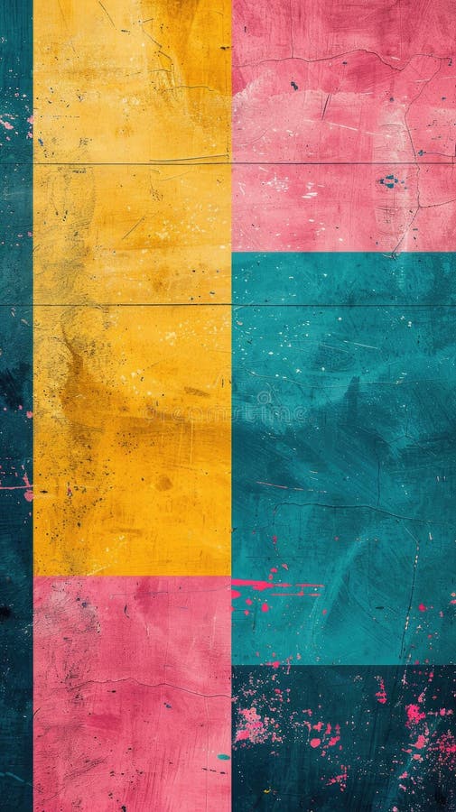 Abstract Minimalistic Background of Squares Rectangles and Lines in Yellow Pink Blue. Creative ...