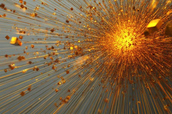 Abstract Minimalistic Burst of Gold Sparks in Dynamic Explosion Design ...