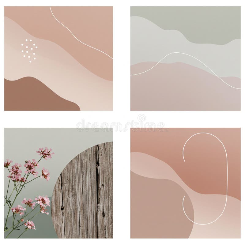 Abstract Minimalistic Collage of Four Sections, Displaying Soft Earth ...