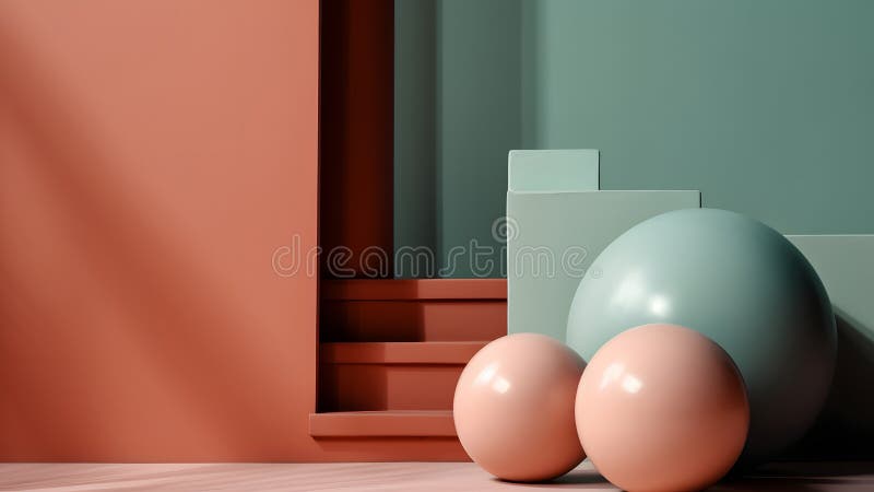 Abstract Minimalistic Composition with Gloss Balls on Rectangular Clean ...
