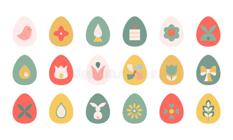 Abstract Minimalistic Easter Eggs with Simple Elements. Stock Vector ...