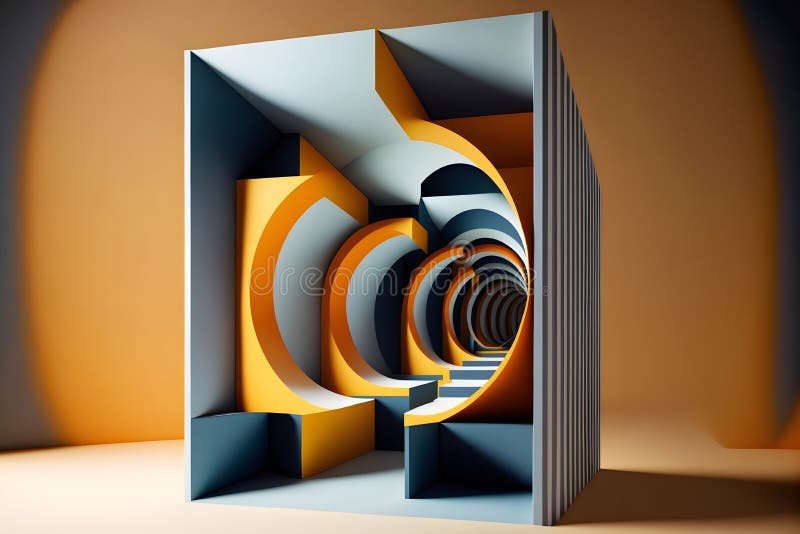 Abstract Minimalistic Geometric Shapes Scene, Neural Network Generated ...