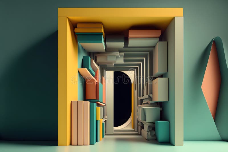 Abstract Minimalistic Geometric Shapes Scene, Neural Network Generated ...