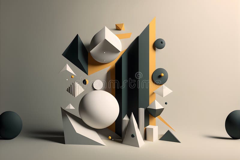 Abstract Minimalistic Geometric Shapes Scene, Neural Network Generated ...