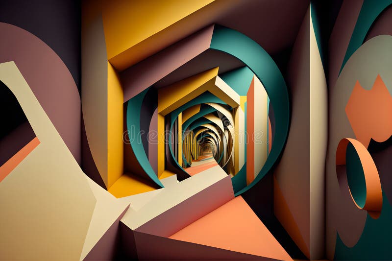 Abstract Minimalistic Geometric Shapes Scene, Neural Network Generated ...
