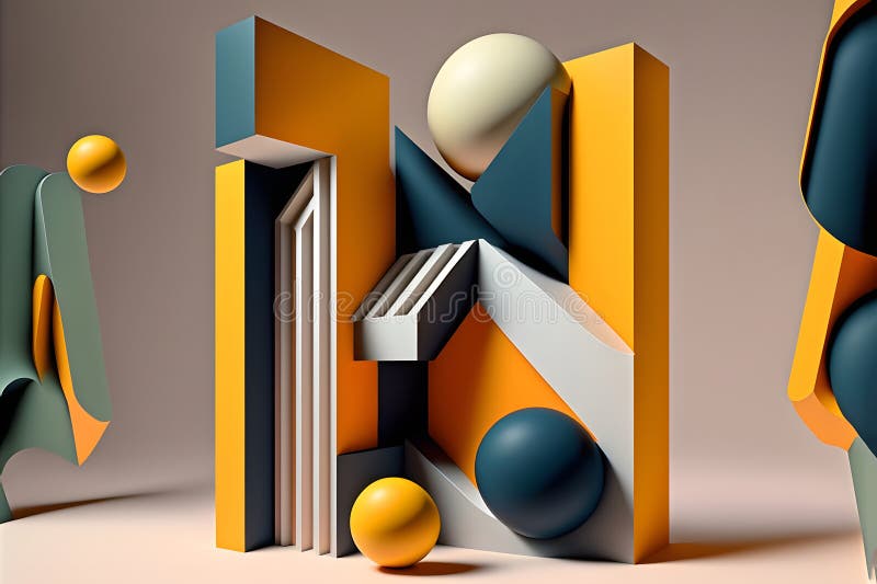 Abstract Minimalistic Geometric Shapes Scene, Neural Network Generated ...