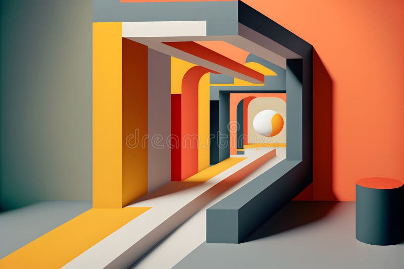 Abstract Minimalistic Geometric Shapes Scene, Neural Network Generated ...