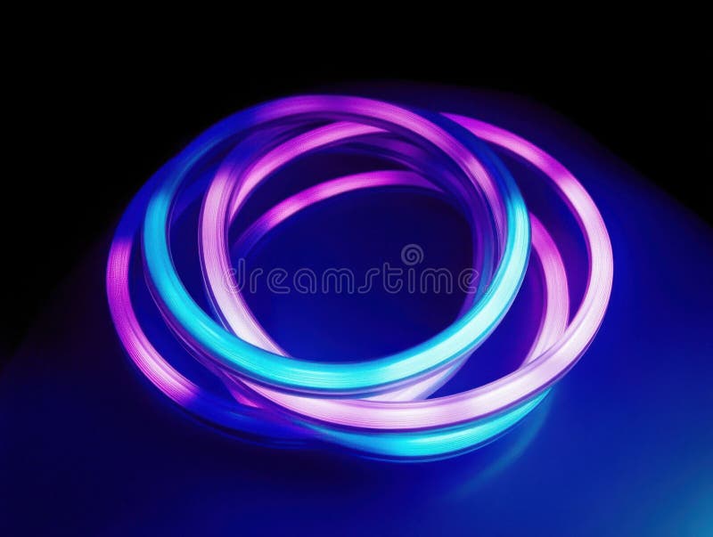 Abstract Minimalistic Neon Light Rings on Dark Background for Modern ...