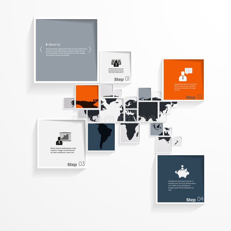 Abstract Minimalistic Square Design with World Map Stock Vector ...