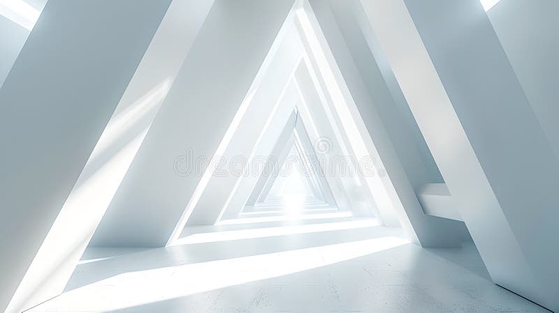 Futuristic White Triangle Structure in a Clean Minimalistic Environment ...