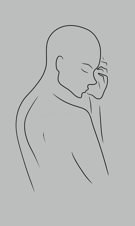 Abstract Minimum Line Portret Silhouet Van Sensual Nude Girl Steunt
