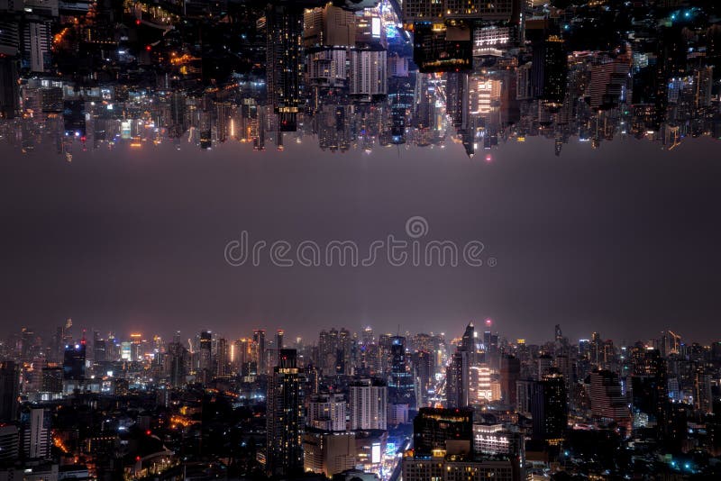 Abstract Mirror City Landscape Stock Image - Image of dark, light ...