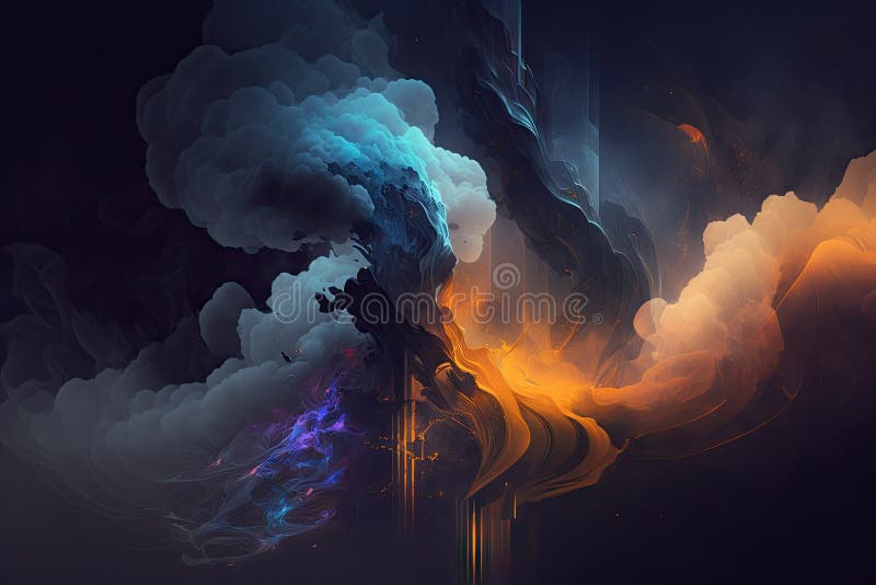 Abstract Mist and Smoke Technological Development Digital Illustration ...