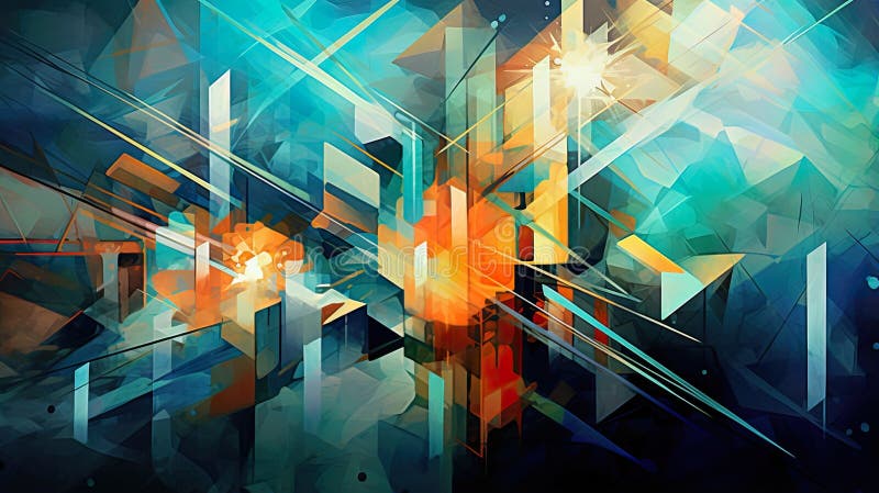 Abstract Mixed Dimension Background with Layered Elements and Dynamic ...