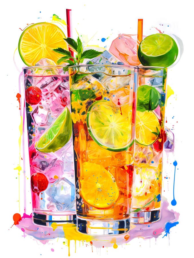 Abstract Mixes a Symphony of Colors in Cocktail Art Stock Illustration ...