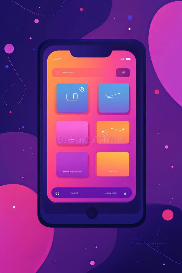 Abstract Mobile App Interface on Smartphone Stock Illustration ...