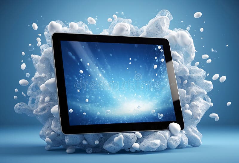 Abstract Mobile Cell Phone or Tablet Display with Chaotic Particles ...