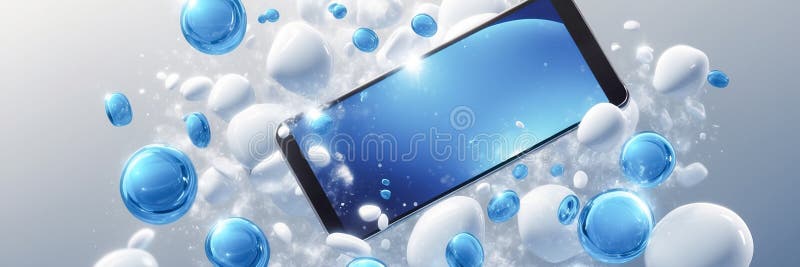 Abstract Mobile Cell Phone or Tablet Display with Chaotic Particles ...