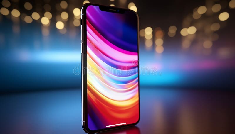 Abstract Mobile Phone Backdrop Illuminated with Shiny Blue Lighting ...