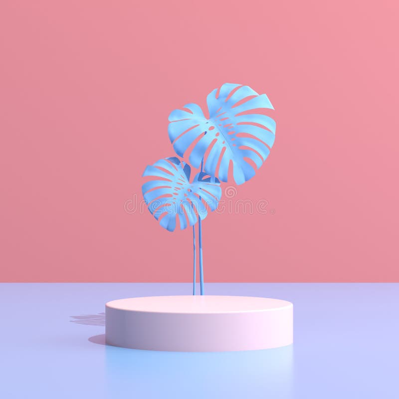 Abstract Mock Up of Geometry Podium with Plant, Minimal Style. 3D ...