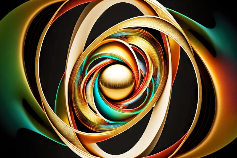 Abstract Model Atom Orbit with Oval Rings Around Center Stock ...