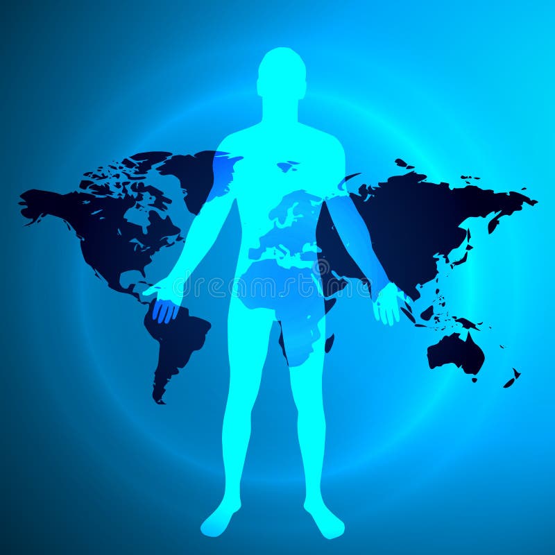 Abstract Model of Man on the World Map Stock Vector - Illustration of ...