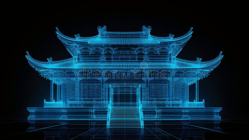 Abstract Modeling of Chinese Architecture Stock Illustration ...
