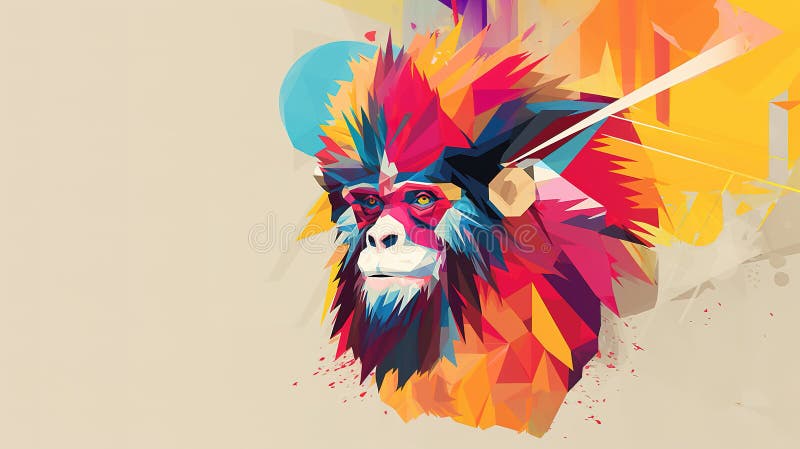 Abstract Modern Ape Head Face Artwork, Jamaican Inspired Geometrical ...