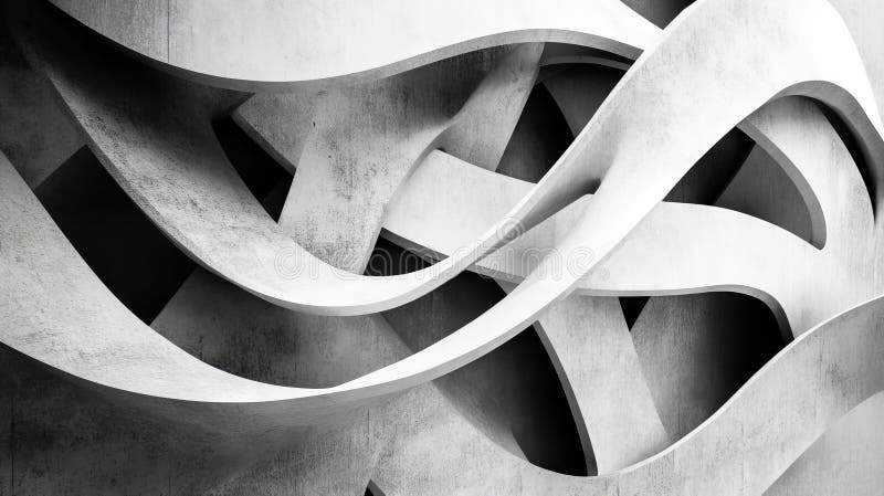 Abstract Modern Architectural Design with Intertwining Curved Concrete ...