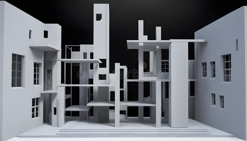 Abstract Modern Architectural Model with Geometric Shapes Stock ...