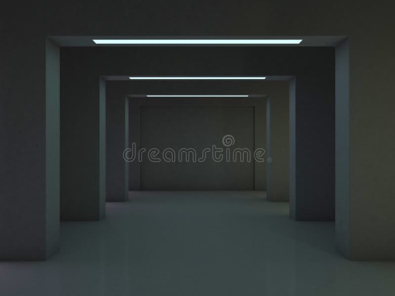 Abstract Modern Architecture Background, Empty Open Space Interior. 3D ...