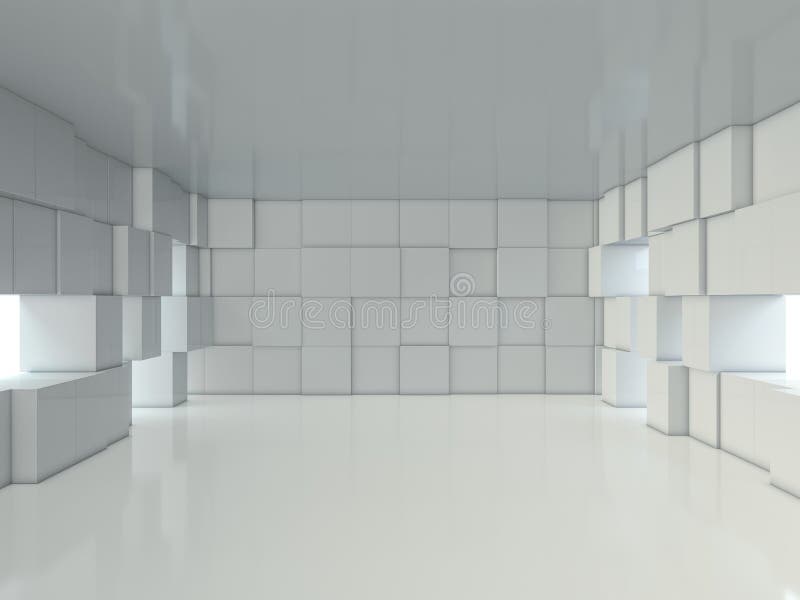 Abstract Modern Architecture Background, Empty Open Space Interior. 3D ...