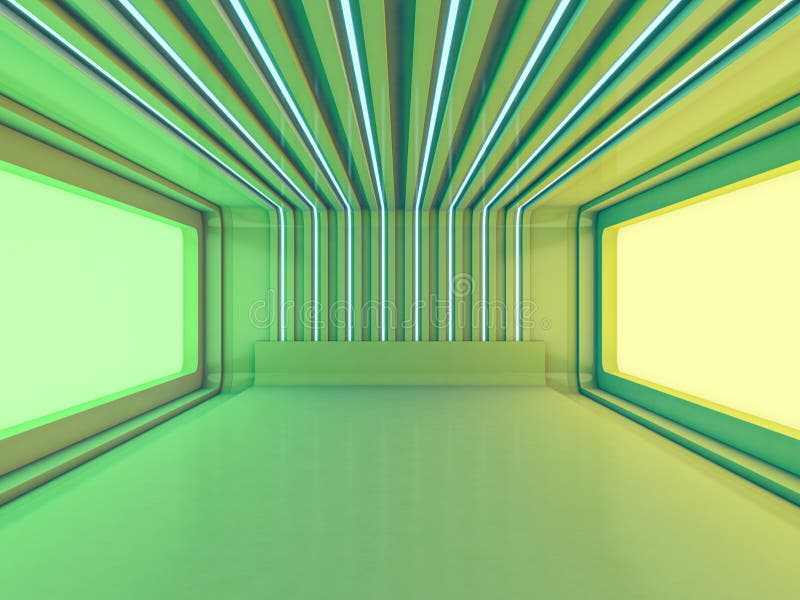 Abstract Modern Architecture Background, Empty Open Space Interior. 3D ...