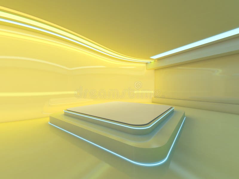 Abstract Modern Architecture Background, Empty Open Space Interior. 3D ...