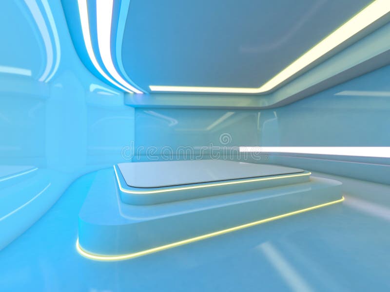 Abstract Modern Architecture Background, Empty Open Space Interior. 3D ...