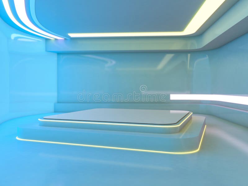 Abstract Modern Architecture Background, Empty Open Space Interior. 3D ...