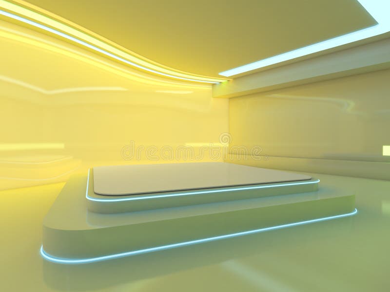 Abstract Modern Architecture Background, Empty Open Space Interior. 3D ...