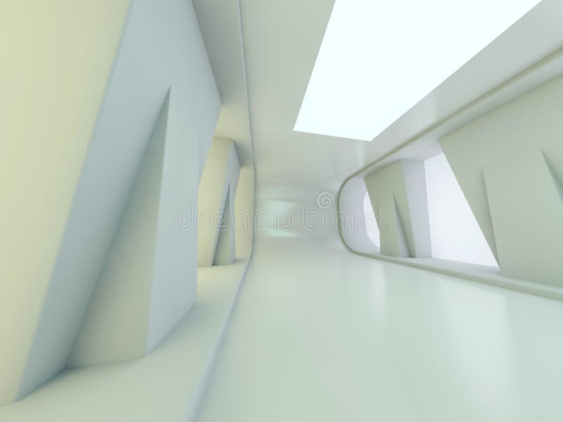 Abstract Modern Architecture Background, Empty Open Space Interior. 3D ...