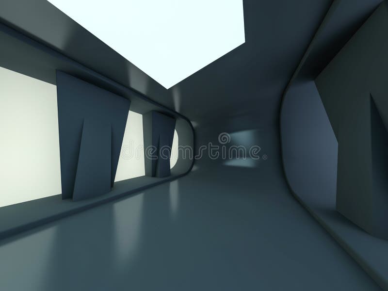 Abstract Modern Architecture Background, Empty Open Space Interior. 3D ...