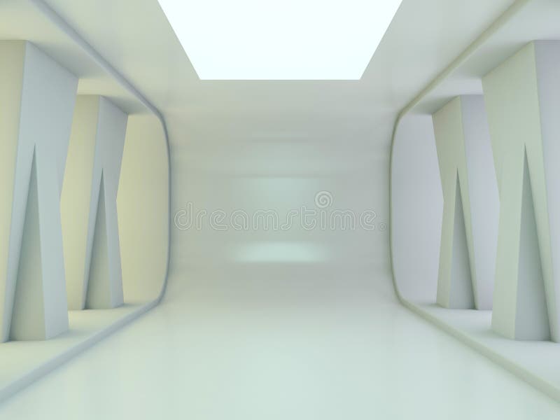Abstract Modern Architecture Background, Empty Open Space Interior. 3D ...